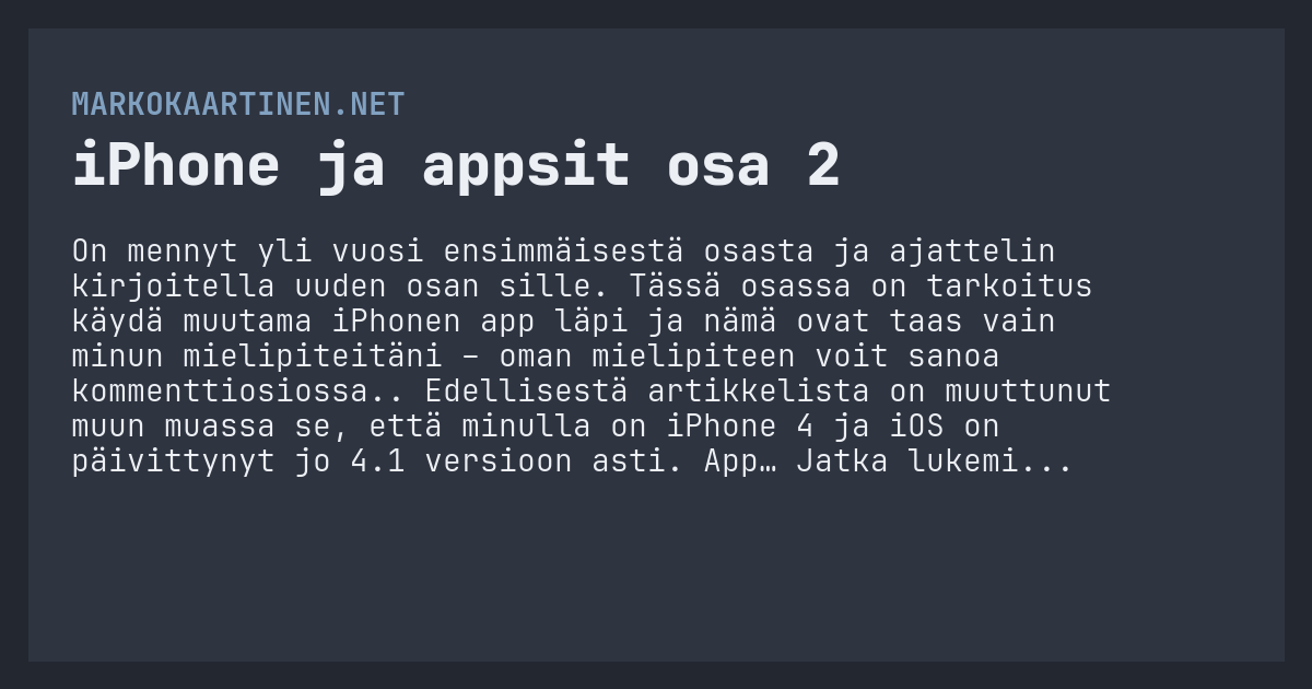 iPhone ja appsit osa 2 - Blogi - MarkoKaartinen.net