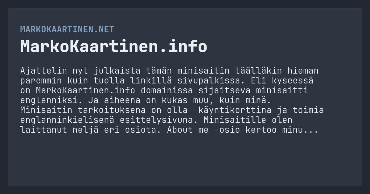 MarkoKaartinen.info - MarkoKaartinen.net