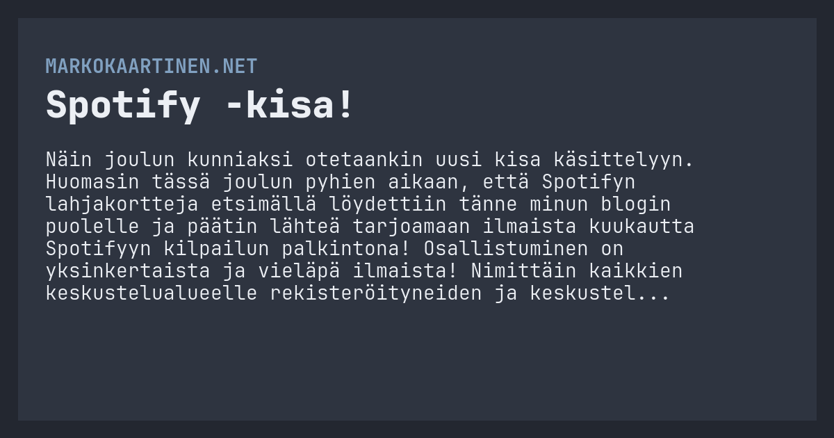 Spotify -kisa! - MarkoKaartinen.net